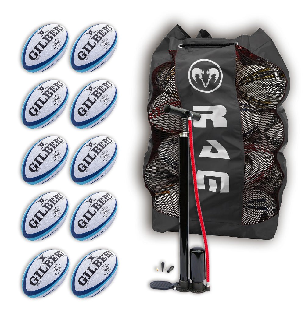 Gilbert Atom Match Ball Bundle - 10 x balls and bag – Ram Rugby